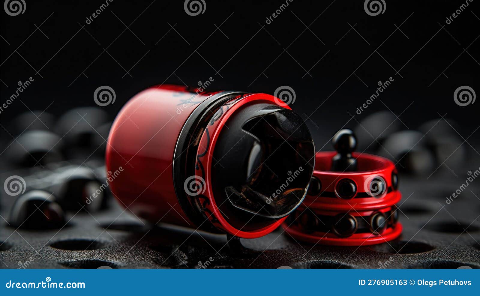A Close Up of a Red Grinder on a Black Surface Stock Illustration ...