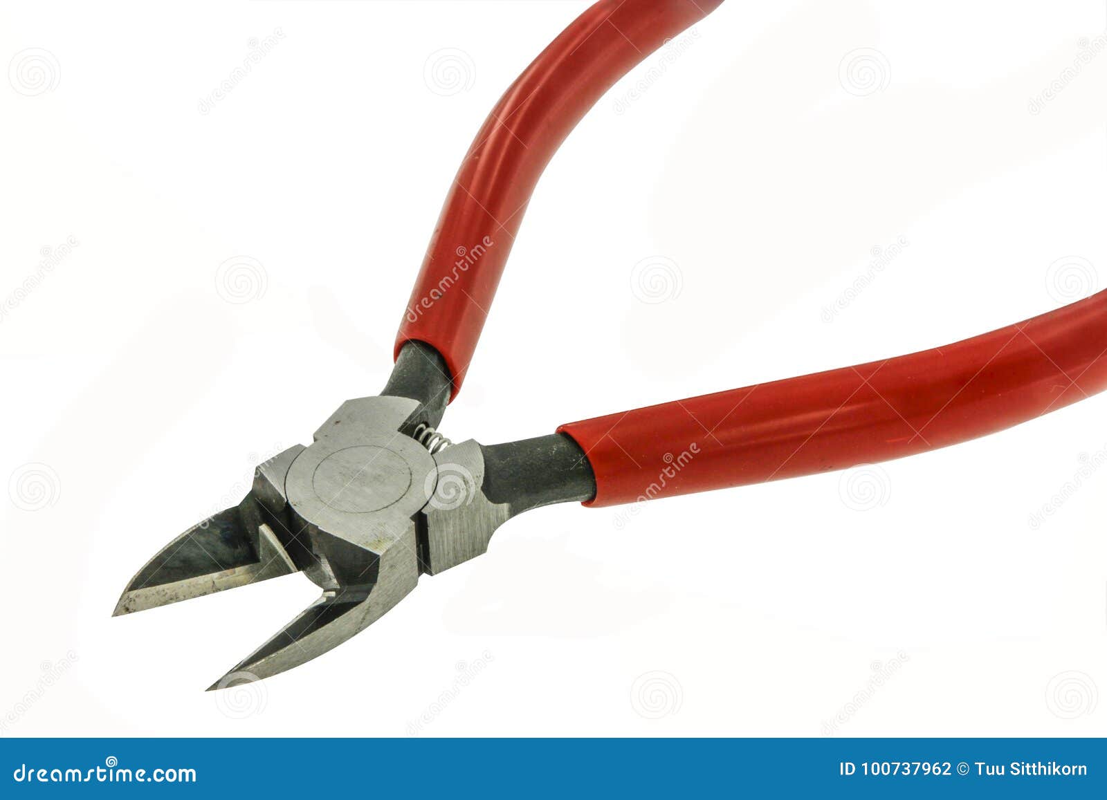 Close Up Red Handle Cutting Pliers Isolate Stock Photo - Image of hold ...