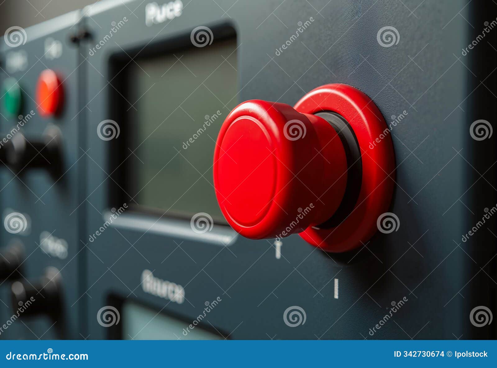 Emergency Stop Button Close-up Shot Showing Industrial Safety Control ...