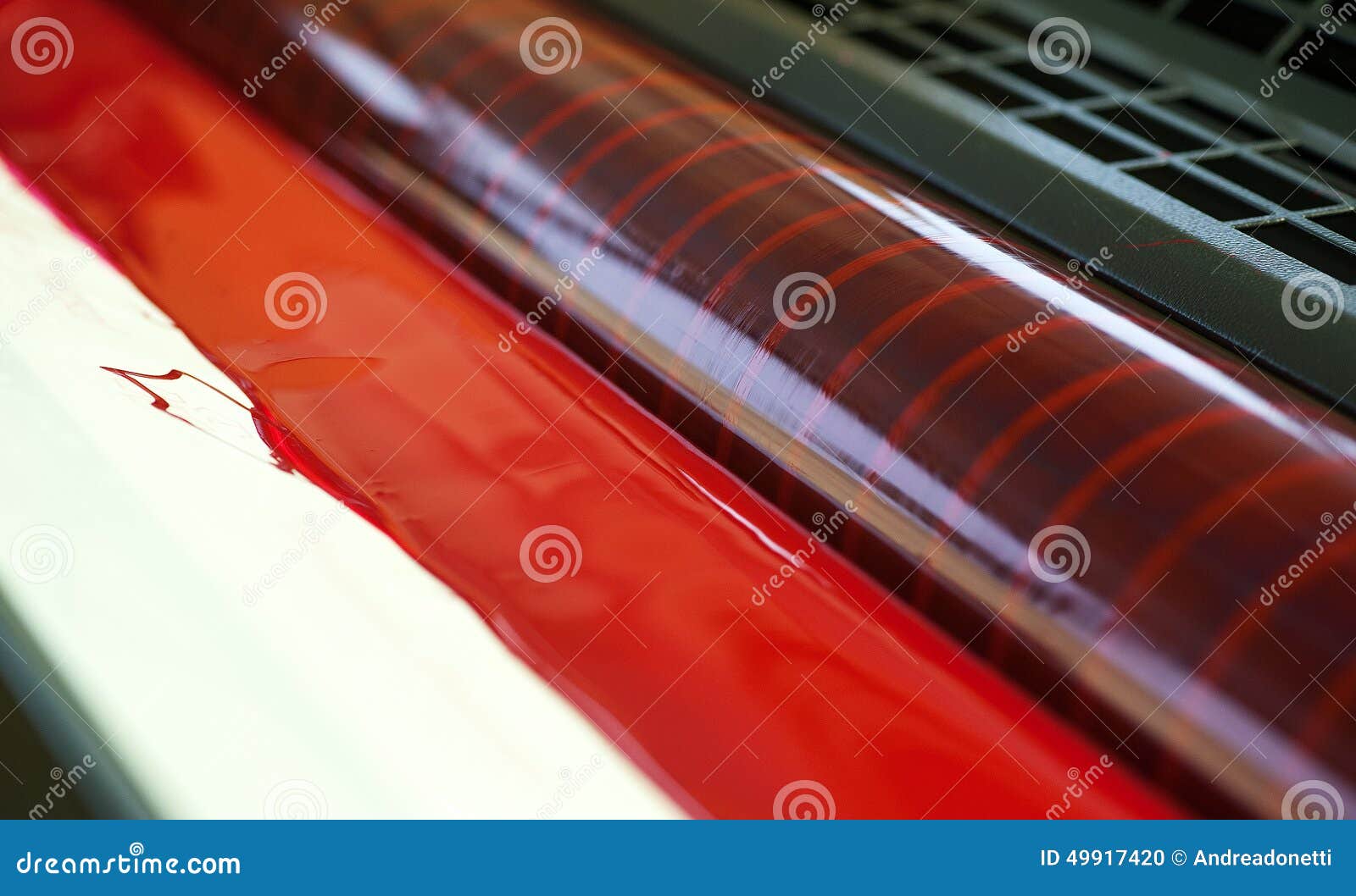 Close Up Red Ink on a Printing Machine Stock Photo - Image of vivid ...