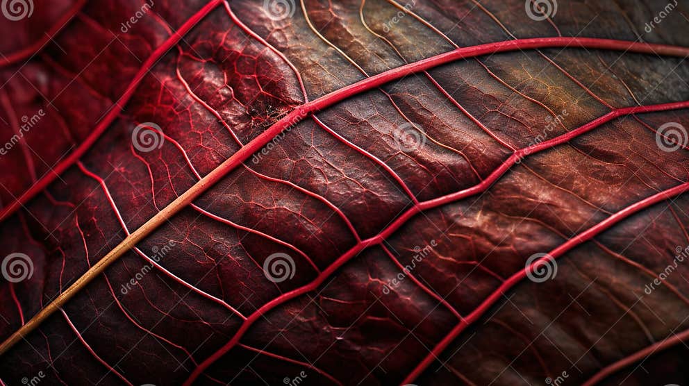 A Close Up of a Red Leaf with a Long Stem Stock Illustration ...