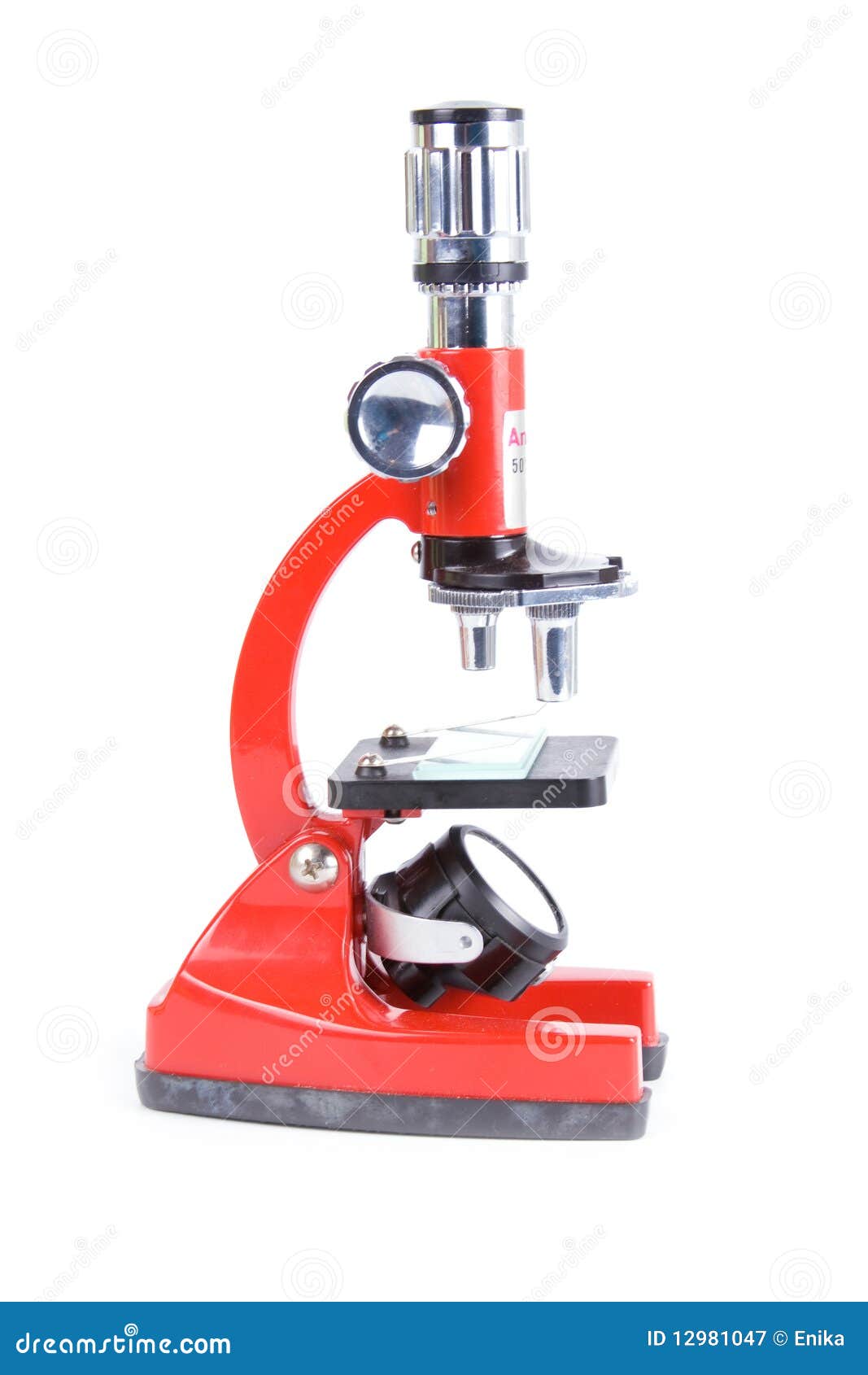 Close Up of a Red Microscope Stock Image - Image of closeup, lens: 12981047