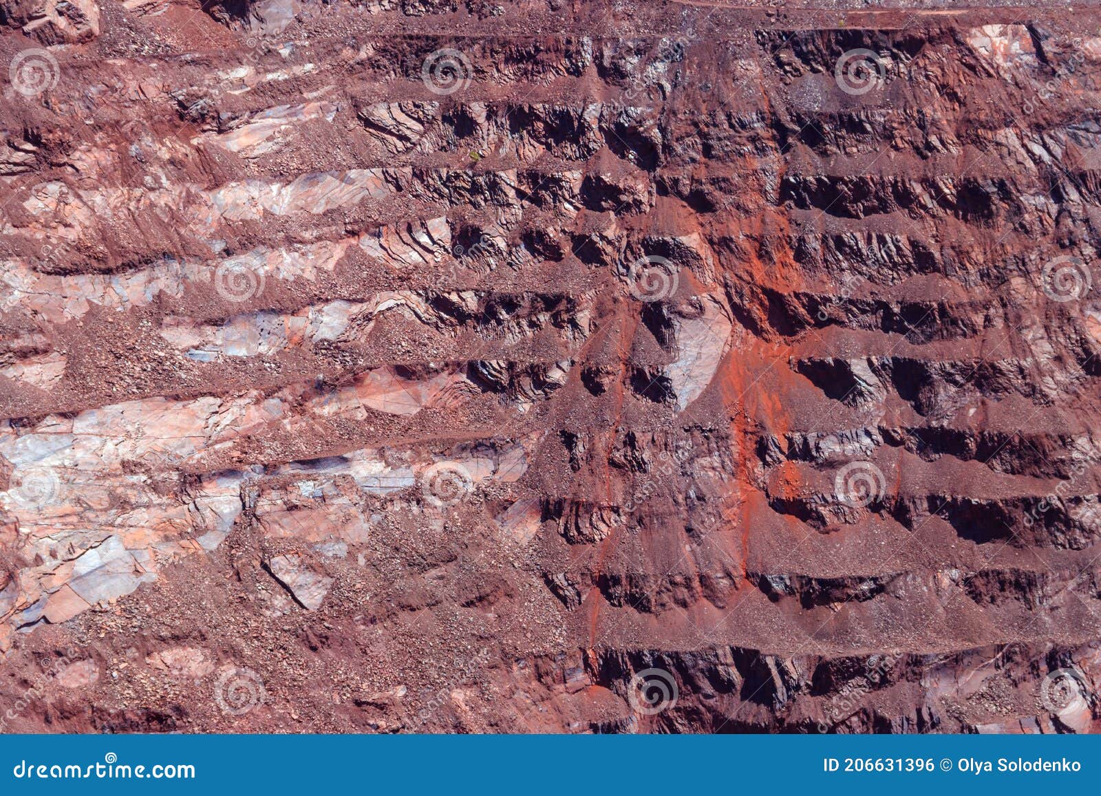 Close-up of Red Mining Levels at Iron Ore Quarry. Open-cast Mine, Open ...