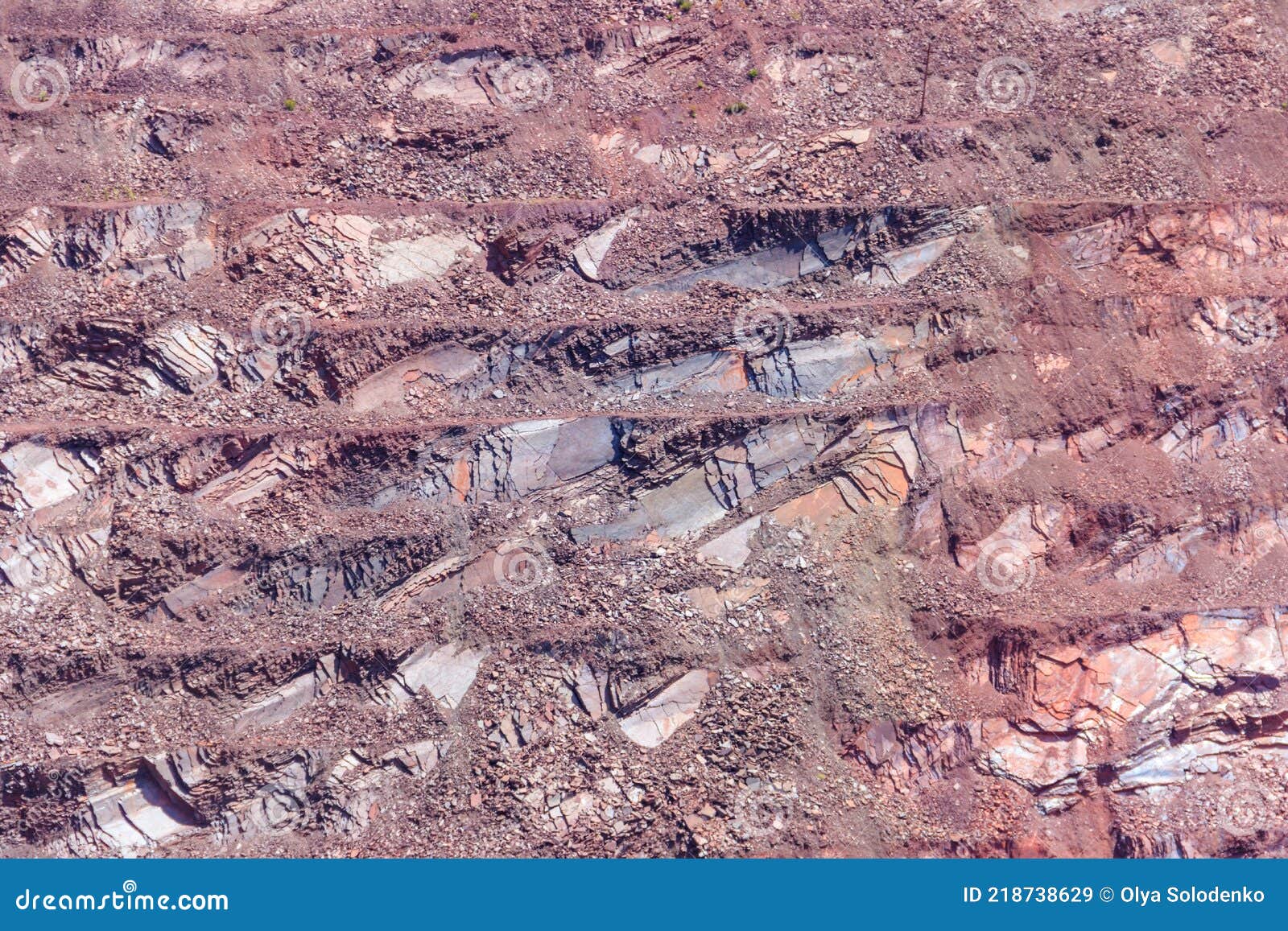 Close-up of Red Mining Levels at Iron Ore Quarry. Open-cast Mine, Open ...