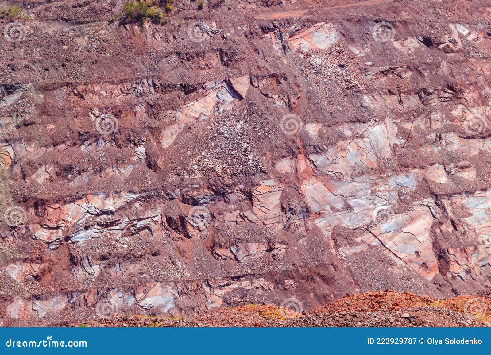 Close-up of Red Mining Levels at Iron Ore Quarry. Open-cast Mine, Open ...