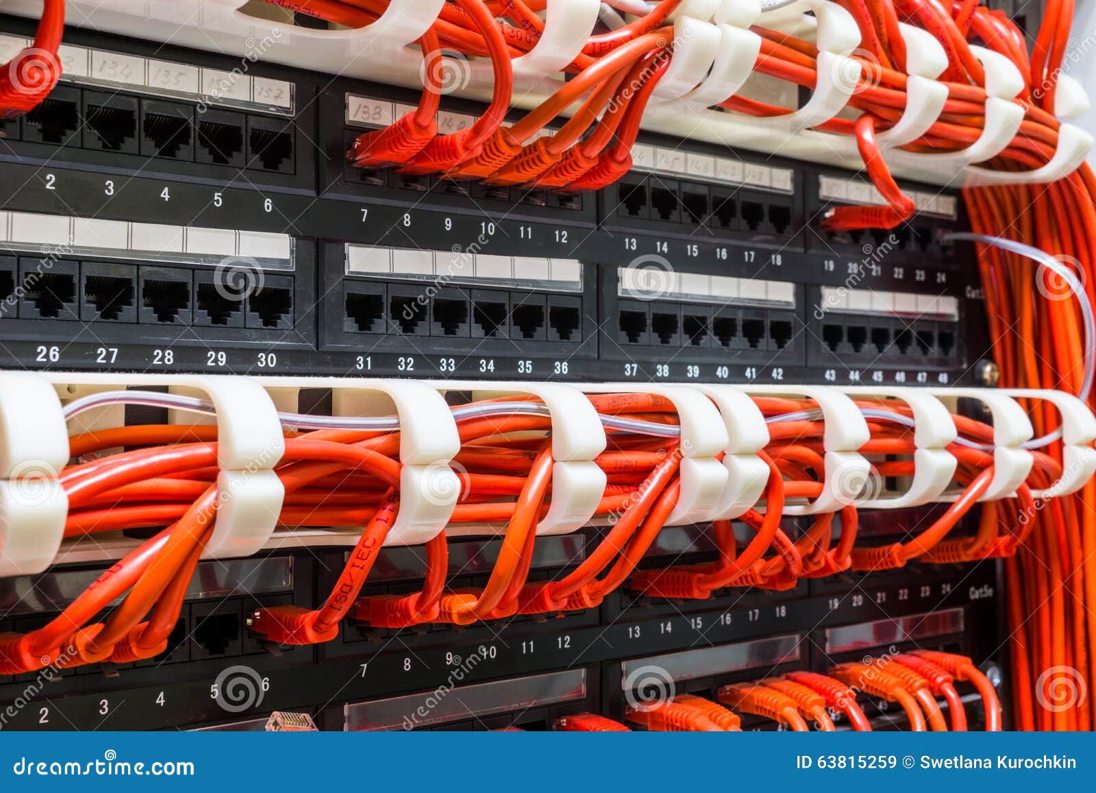 Close Up of Red Network Cables Connected To Switch Stock Image - Image ...