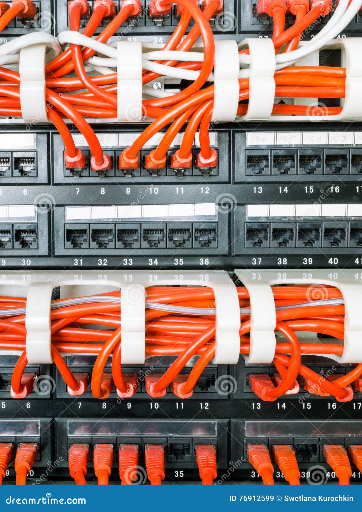 Close Up of Red Network Cables Connected To Switch Stock Image - Image ...