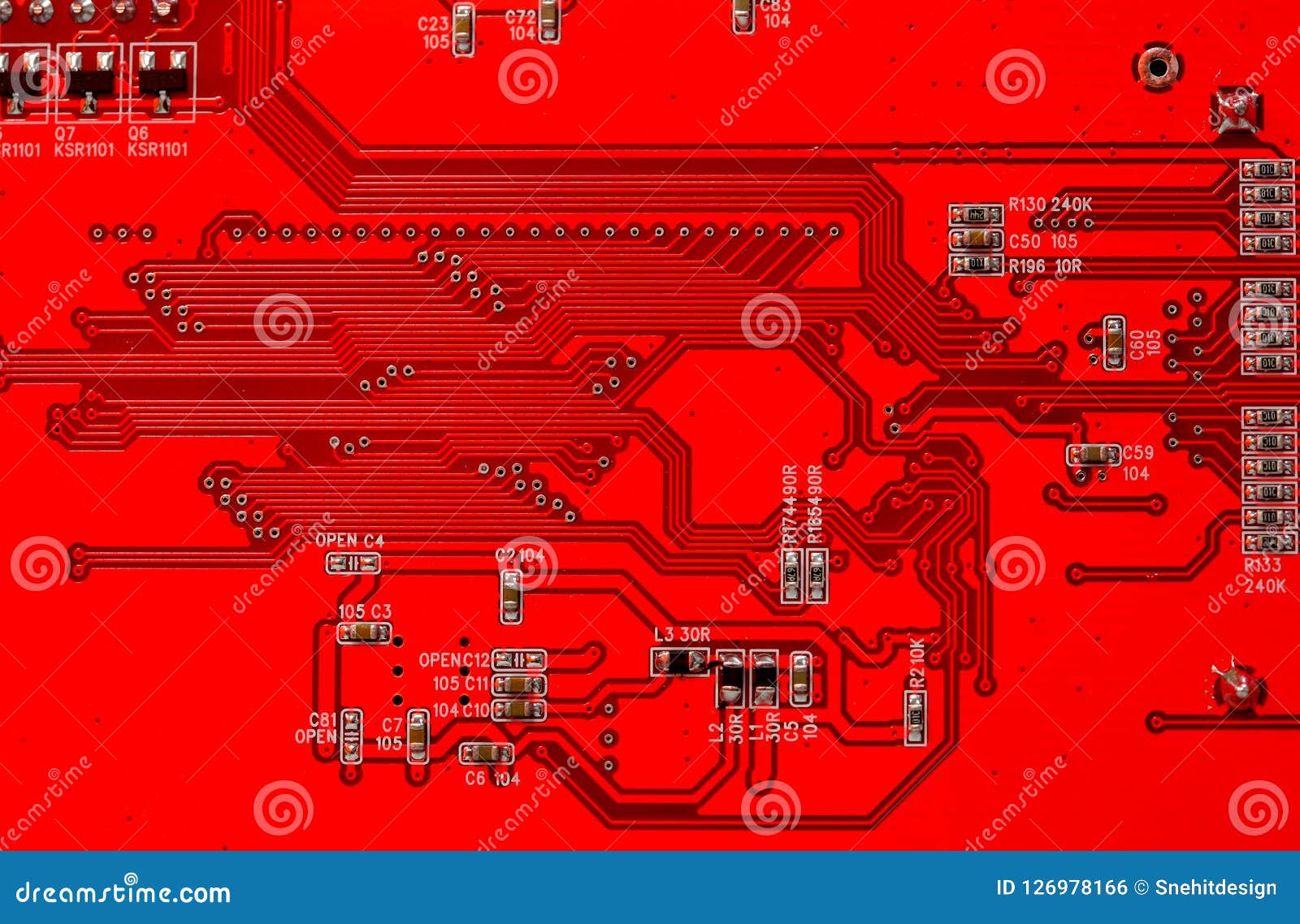 Close up of red PCB stock photo. Image of board, circuit - 126978166