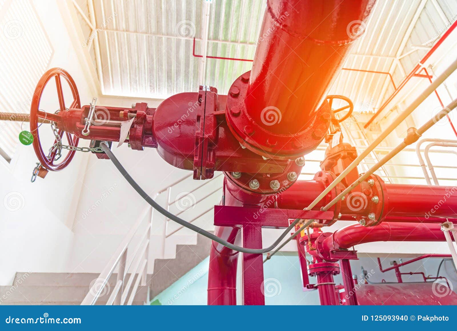 Close Up of Red Pipe of Fire Pump System Stock Photo - Image of pump ...