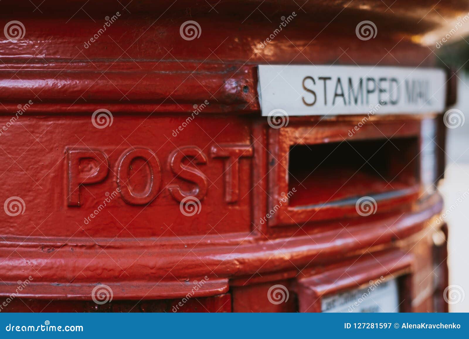 Close Up of a Red Post Box in London, UK. Stock Image - Image of ...