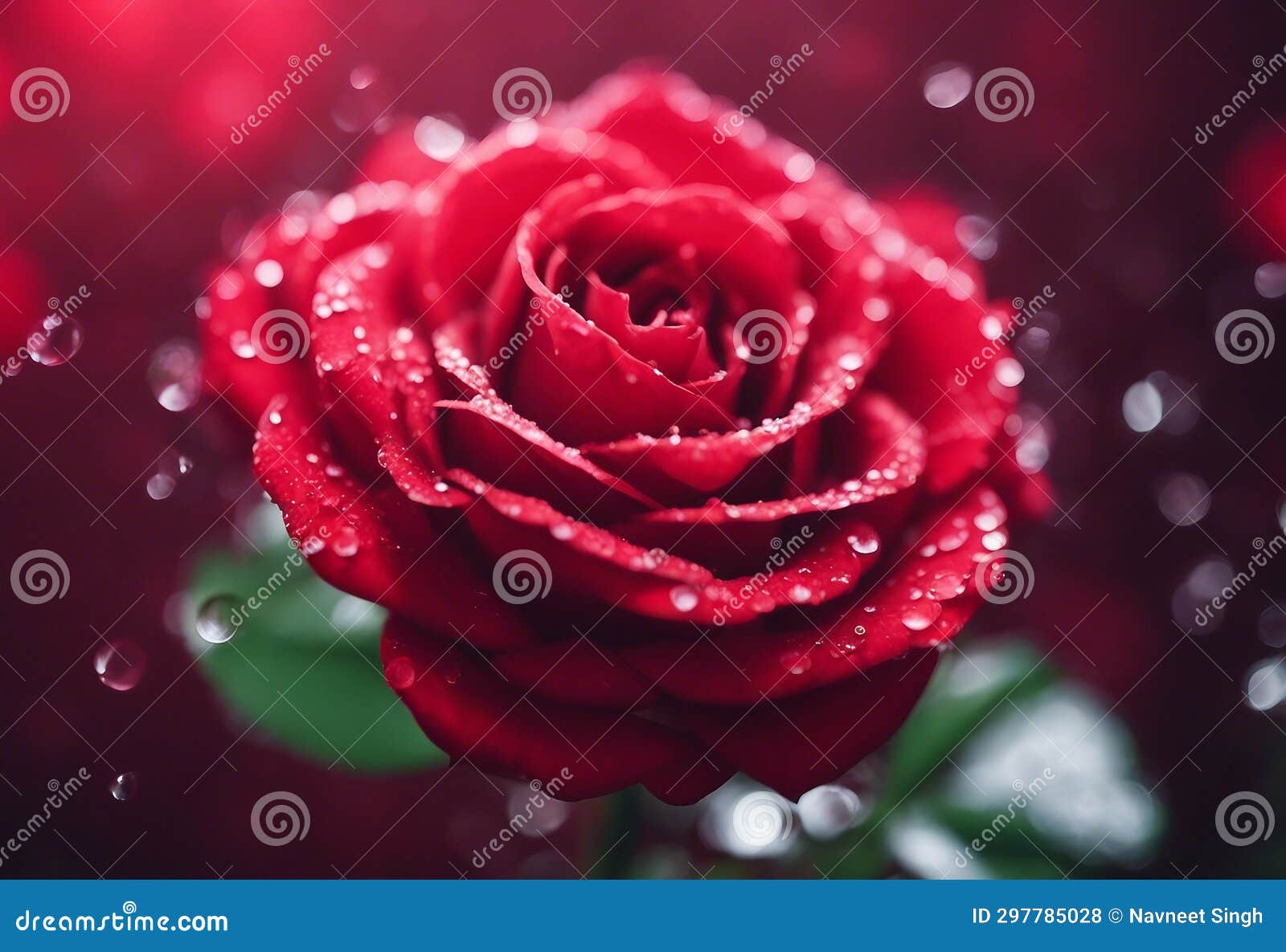 A Close Up of a Red Rose with Water Droplets on it. Stock Photo - Image ...