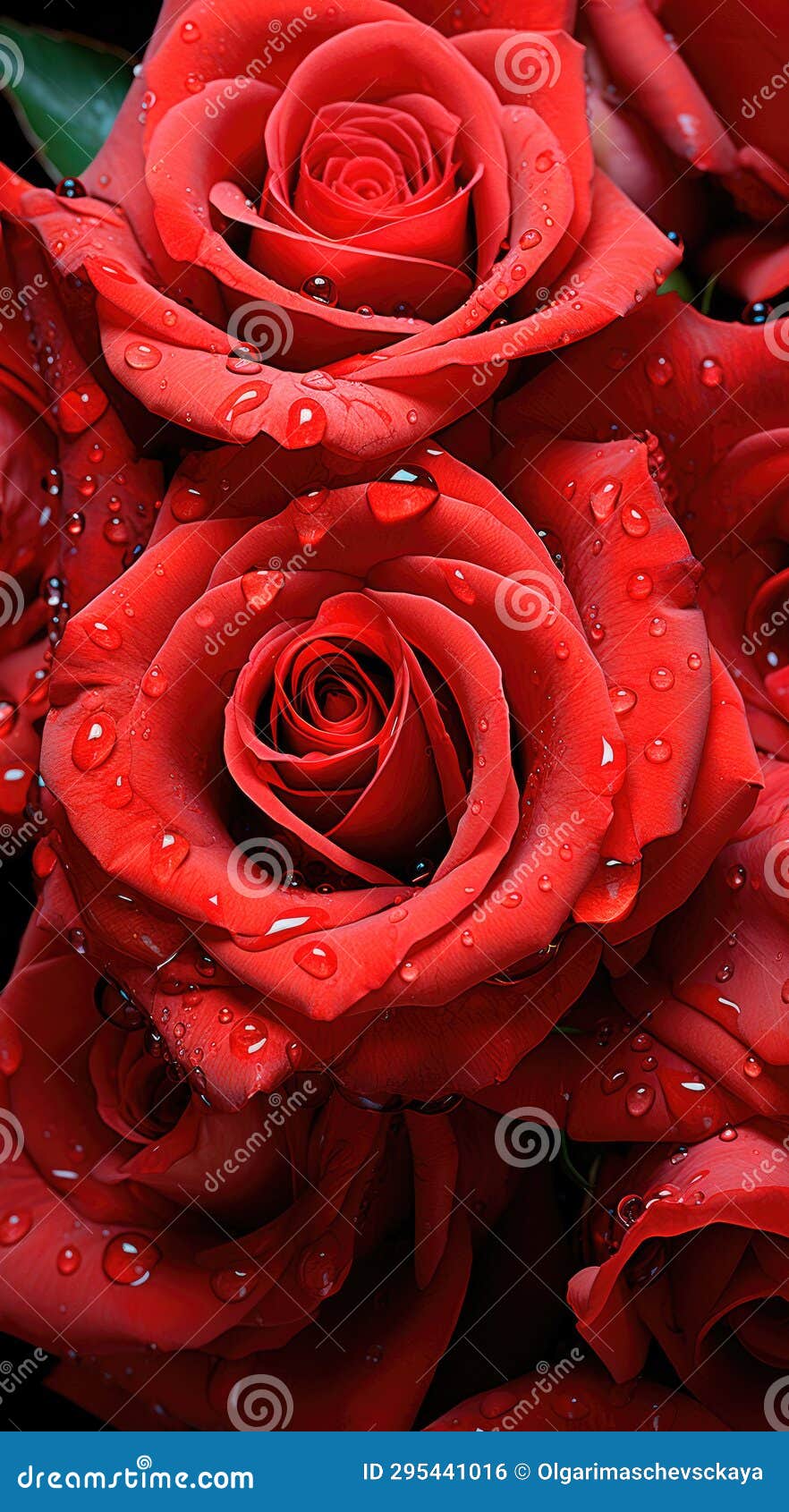 Close-up of Red Roses with Dew Drops Stock Photo - Image of nature ...