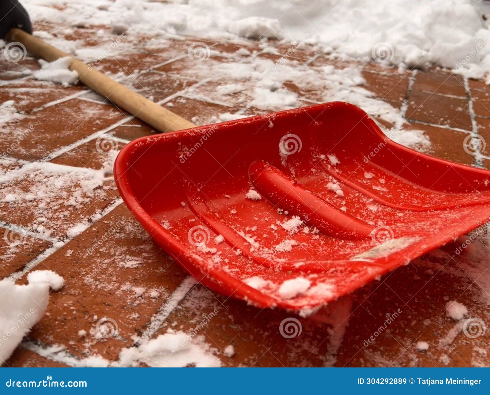 Close Up of a Red Small Snow Shovel on the Ground Stock Image - Image ...