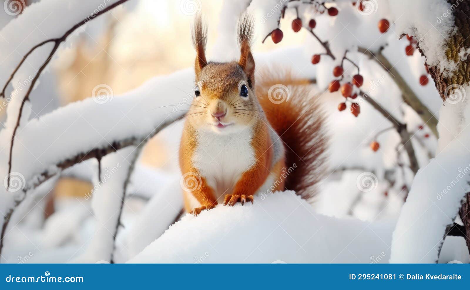 Close Up of a Red Squirrel in Winter Stock Illustration - Illustration ...