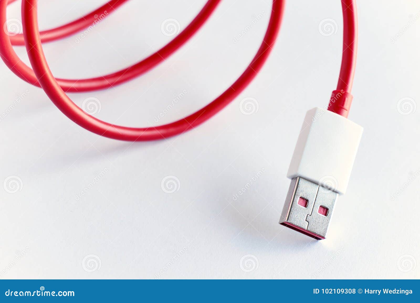Close-up of red USB cable stock photo. Image of protocol - 102109308