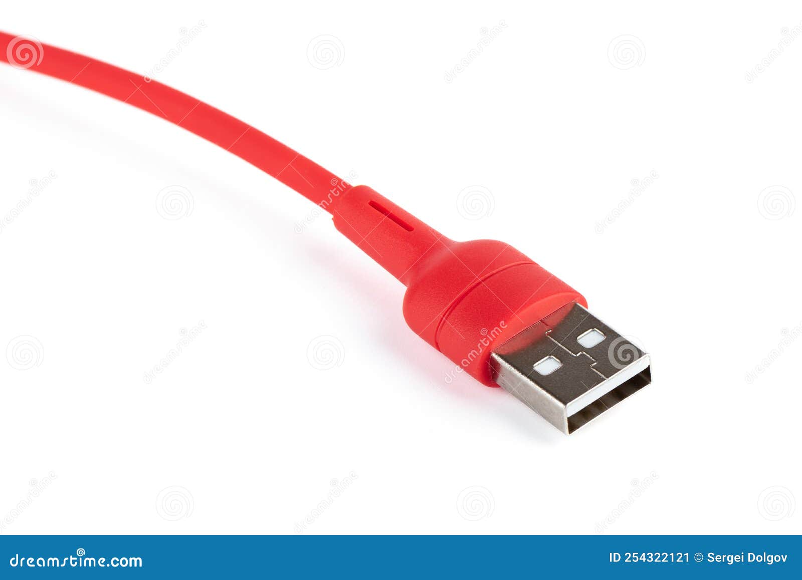 Close-up of a Red USB Cable on a White Background. Stock Image - Image ...