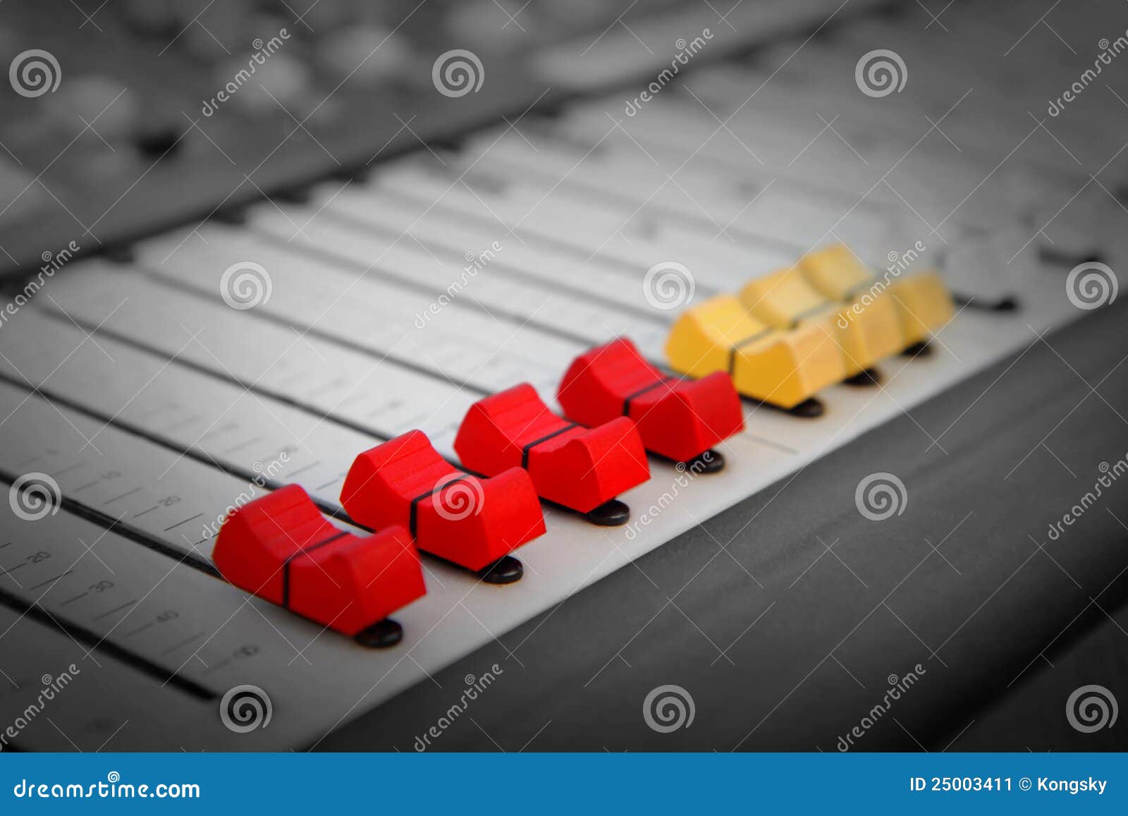 Close Up of Red and Yellow Audio Sound Mixer Stock Image - Image of ...