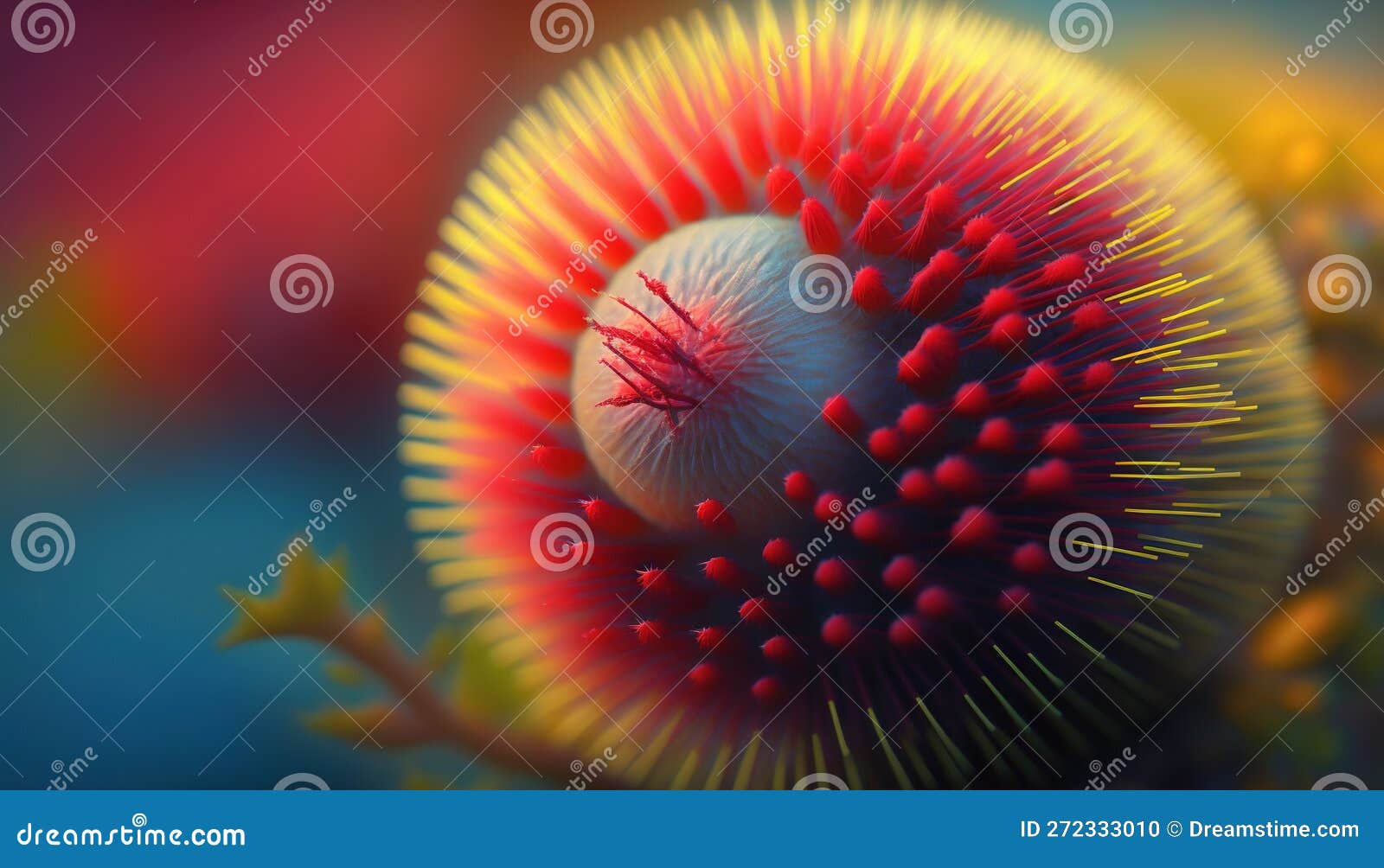 A Close Up of a Red and Yellow Object with a Blurry Back Ground and a ...