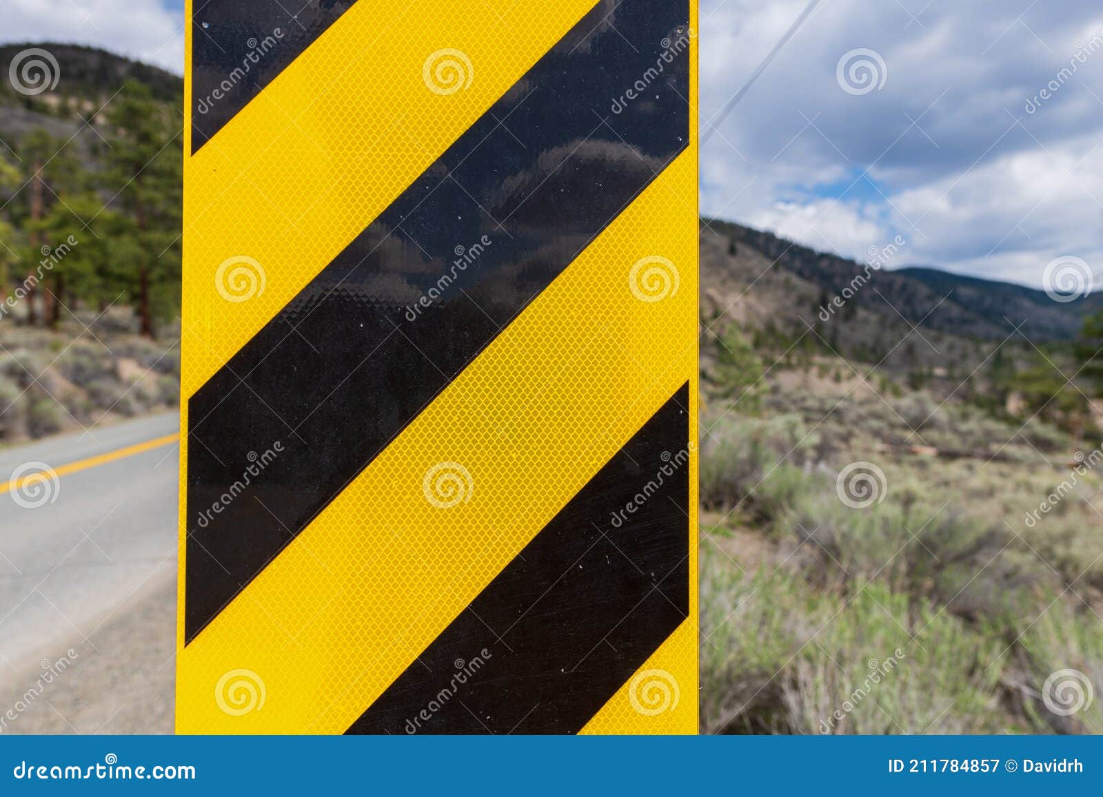 Close Up of Reflective Traffic Warning Sign Stock Image - Image of ...