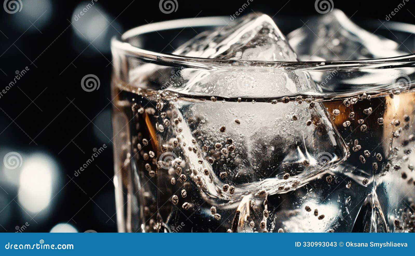 Close-Up of Refreshing Cola Soda with Ice in Glass Stock Image - Image ...