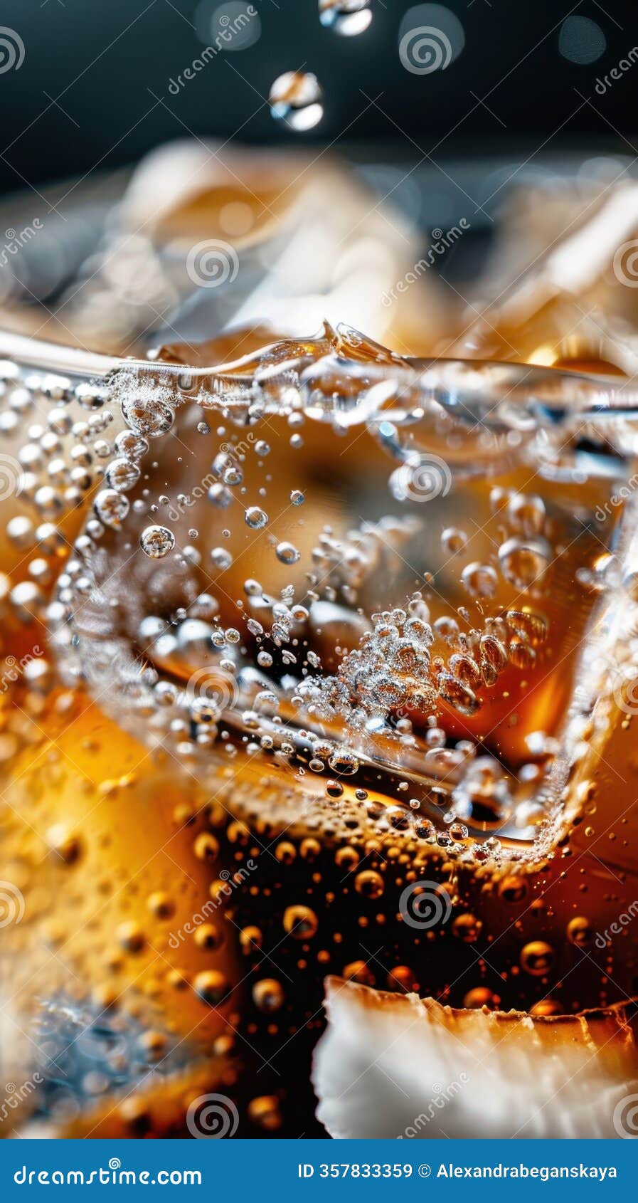 A Close-up Of A Fizzy Drink With Ice Cubes, Creating A Refreshing ...