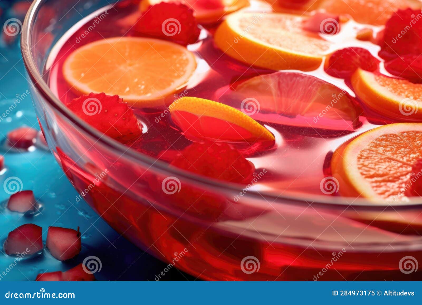 Close-up of Refreshing Fruit Punch with Floating Fruit Slices Stock ...