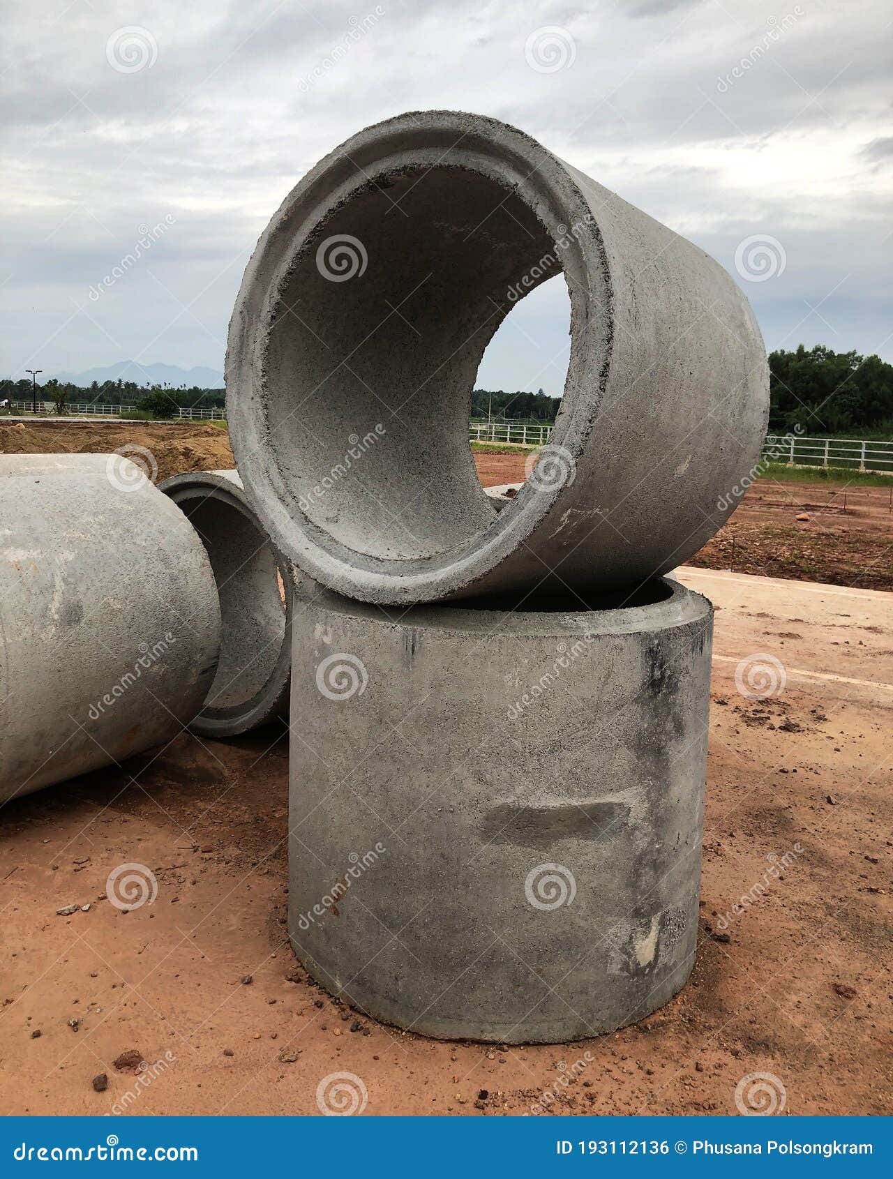 Close Up of Reinforced Concrete Pipes at Construction Site Stock Photo ...