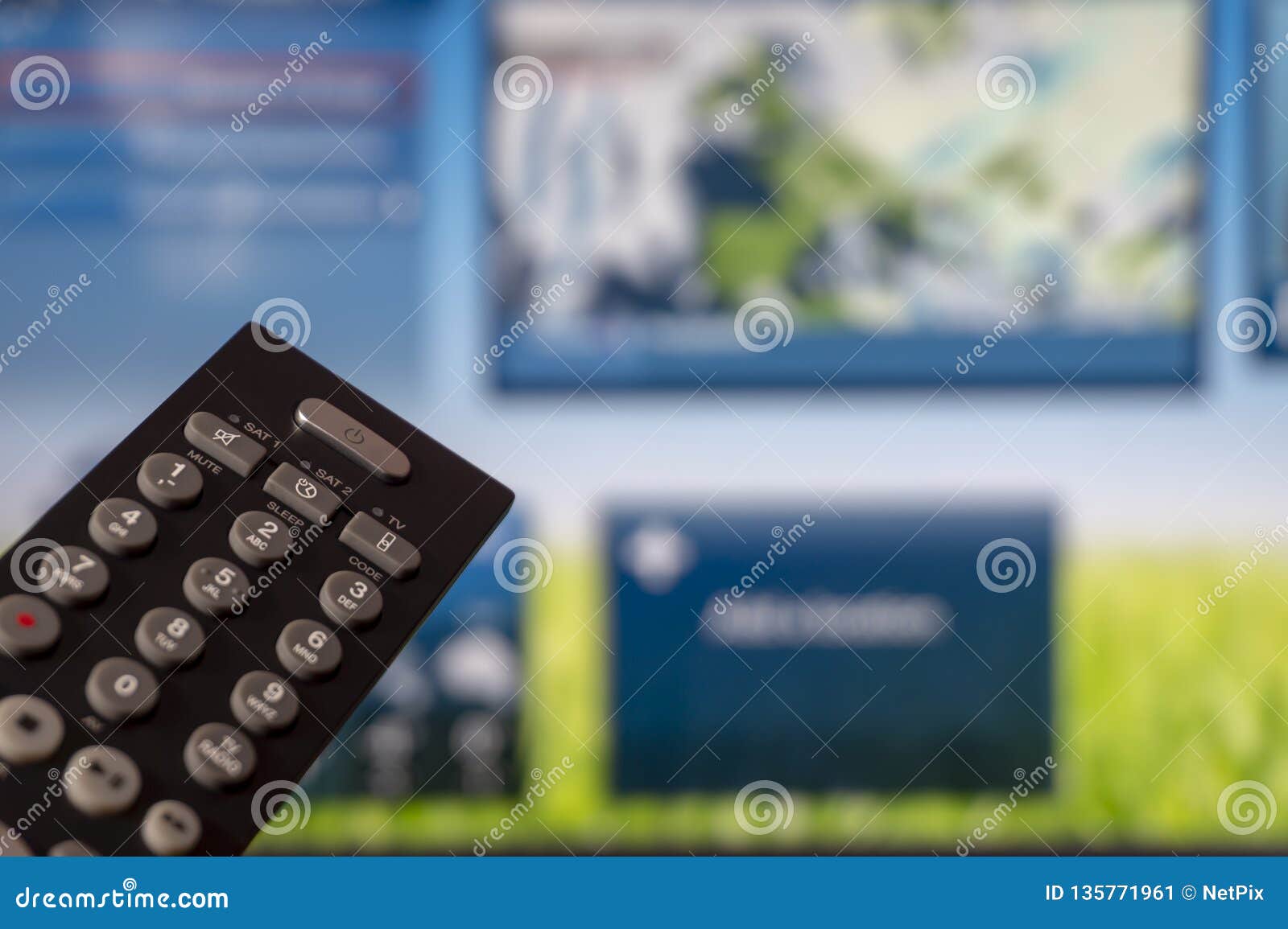 Close-up of Remote Control and Watching Smart Tv Stock Image - Image of ...