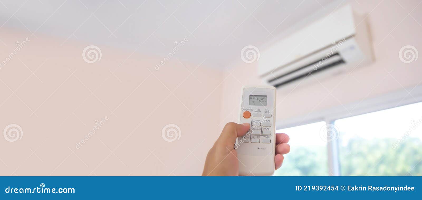 Close Up Remote Set Adjust Temperature at 25 Degrees of Air Conditioner ...