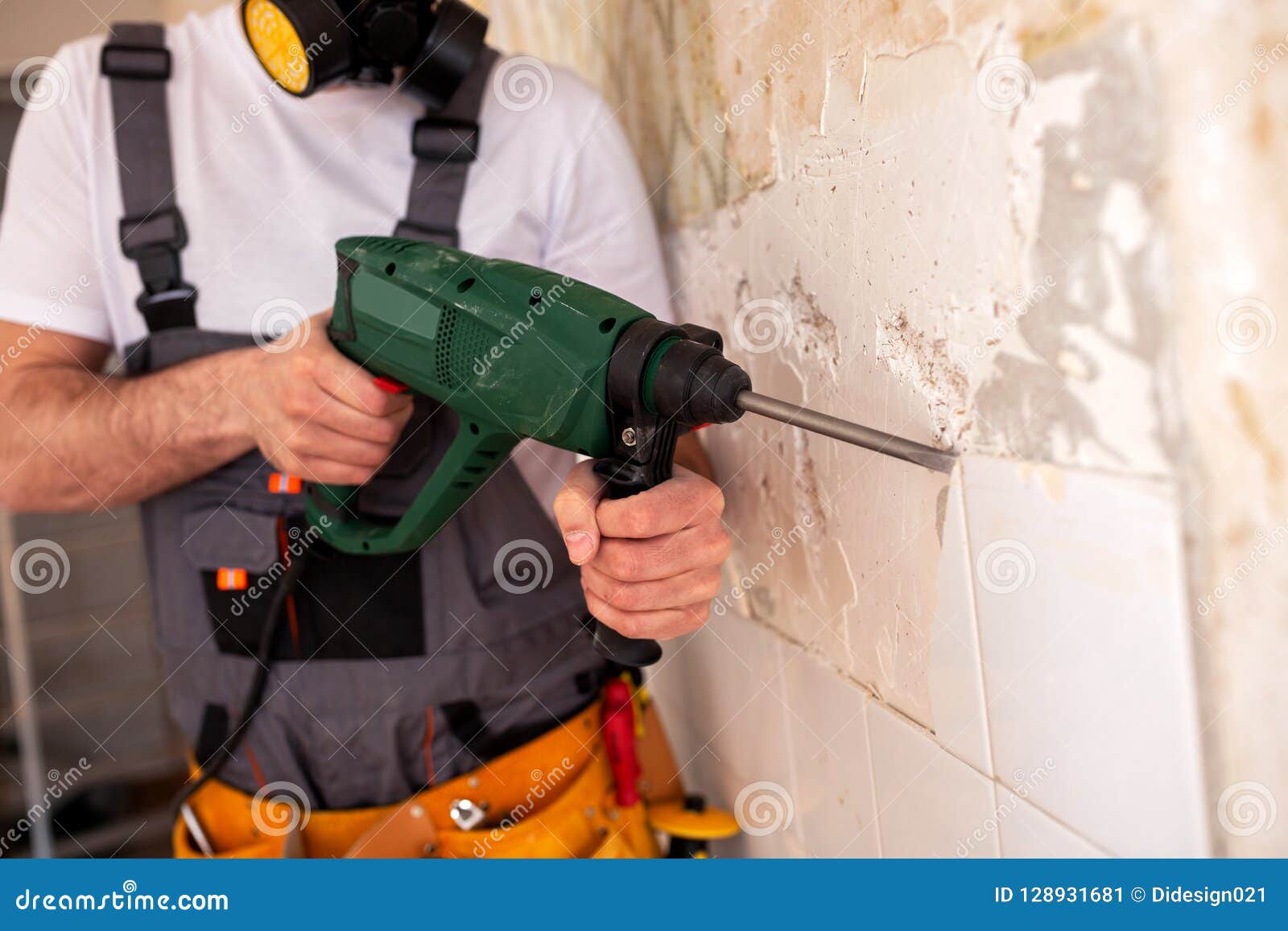 Close Up of Removing Kitchen Tiles Stock Image - Image of holding ...