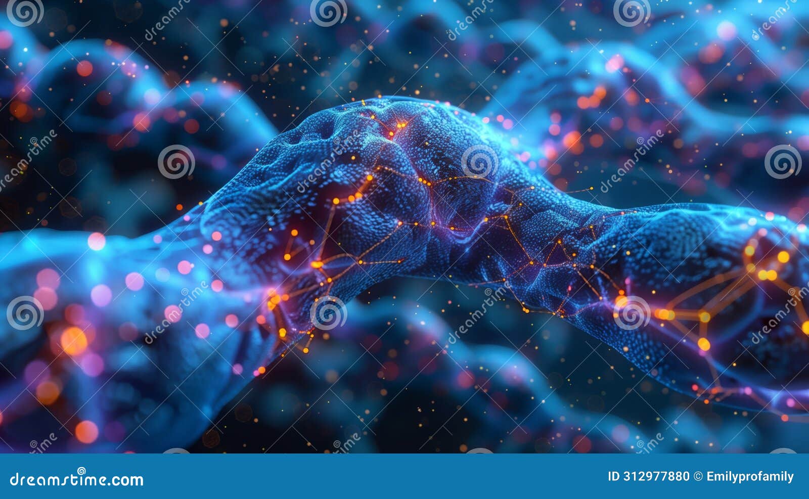 Digital Representation of DNA Structure with Glowing Nodes Stock Photo ...