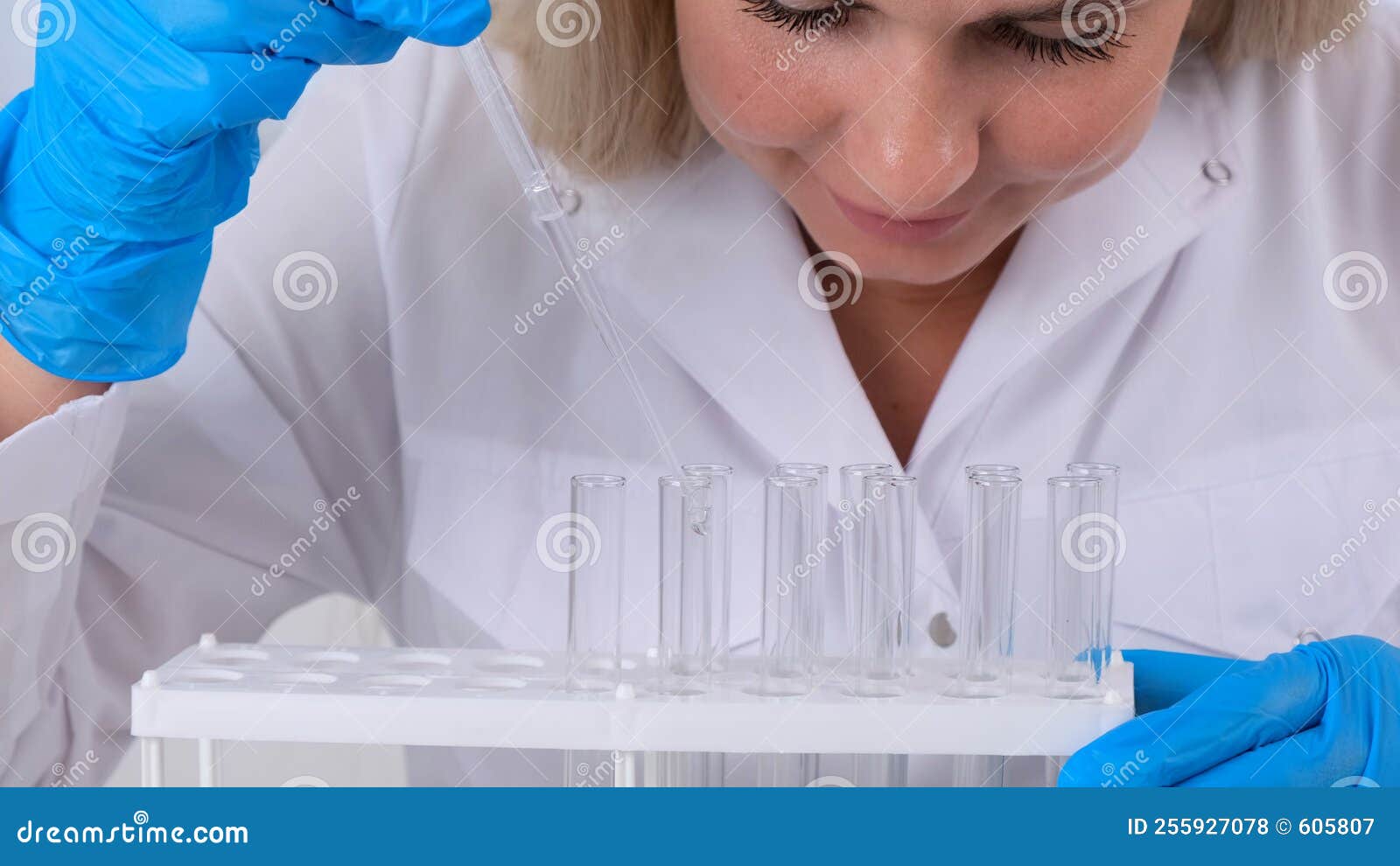 Close Up Research Chemist Takes Samples for Research and Works in a ...
