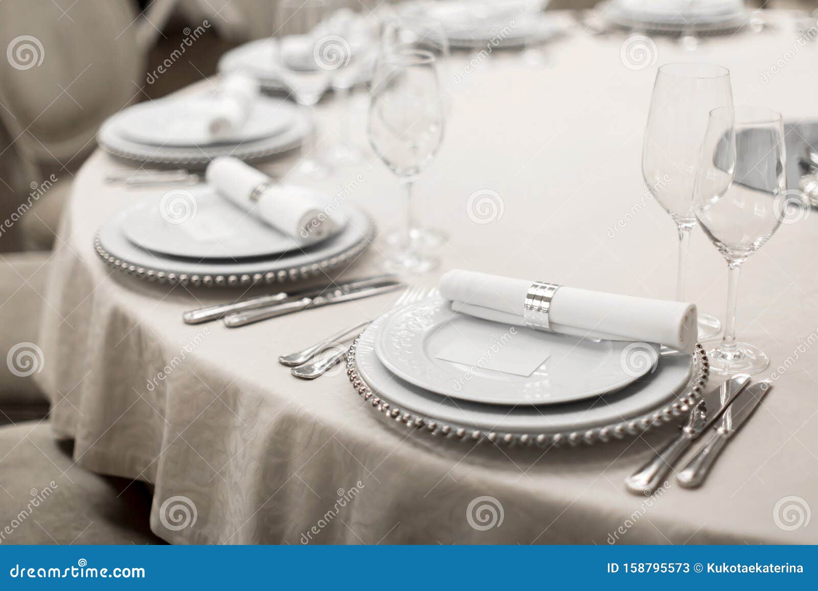 Close-up of a Reserved Table in a Restaurant. Expensively Decorated ...