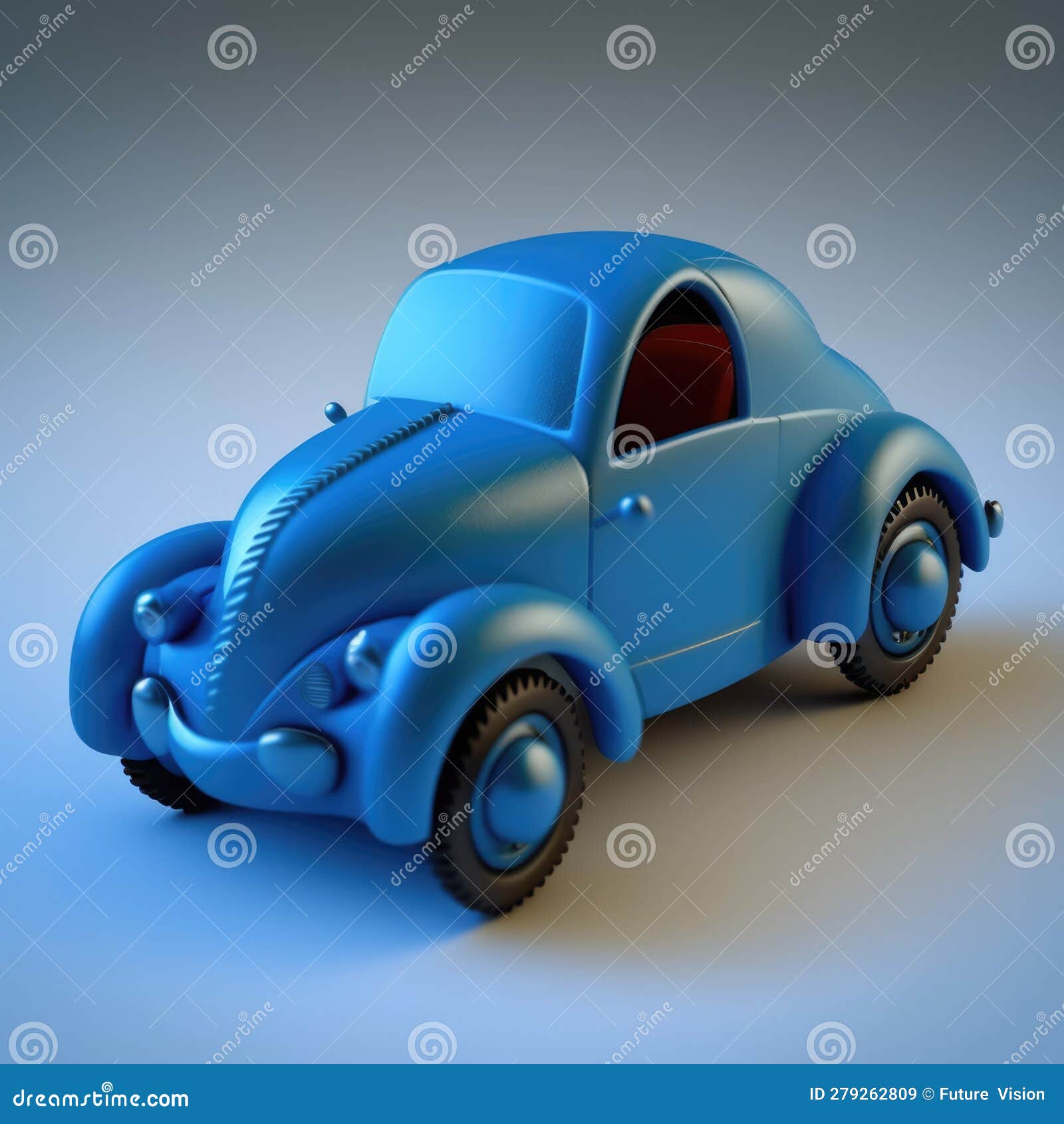 Close Up of Retro Blue Car Toy on Grey Background, Created Using ...