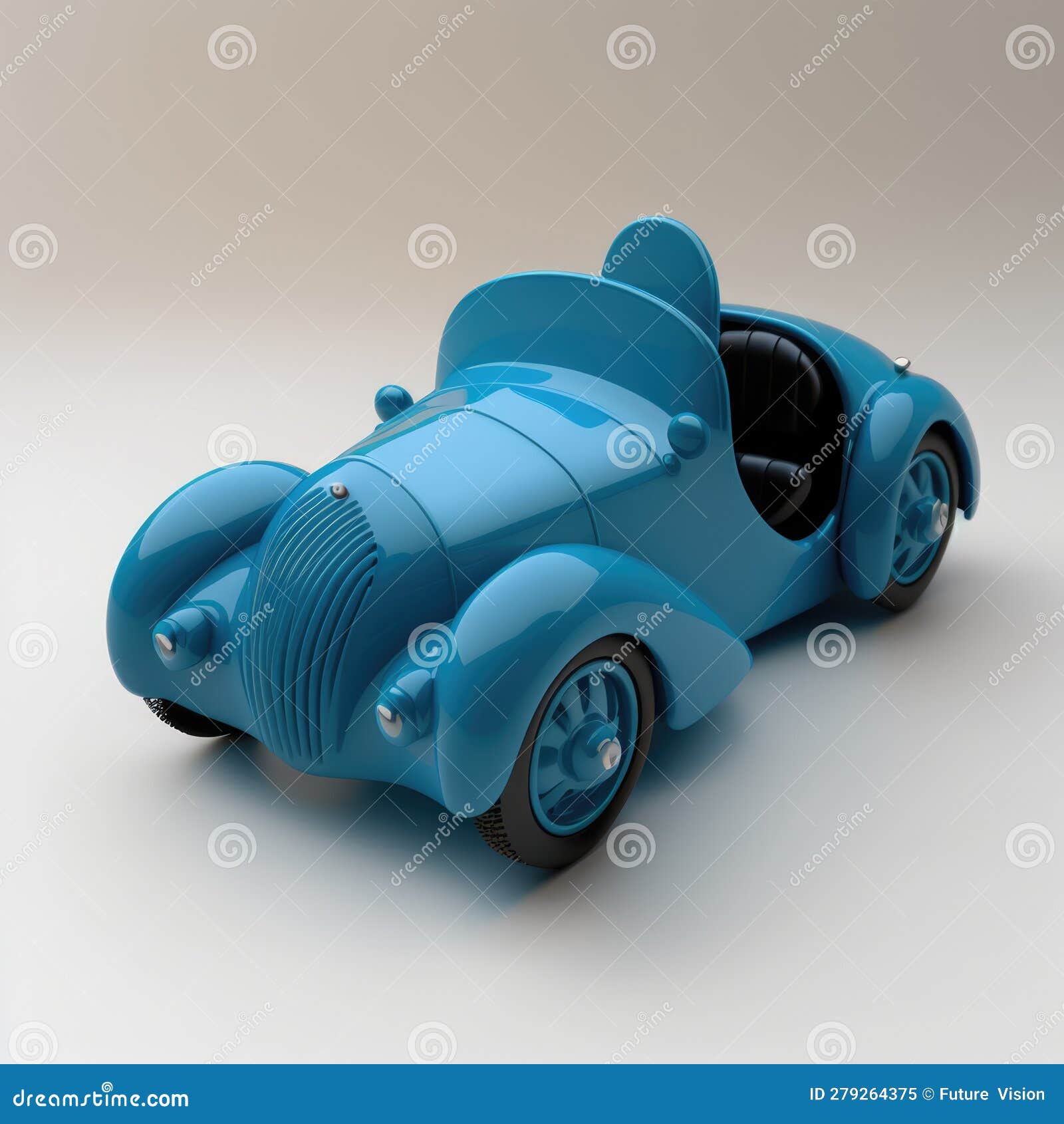 Close Up of Retro Blue Car Toy on Grey Background, Created Using ...