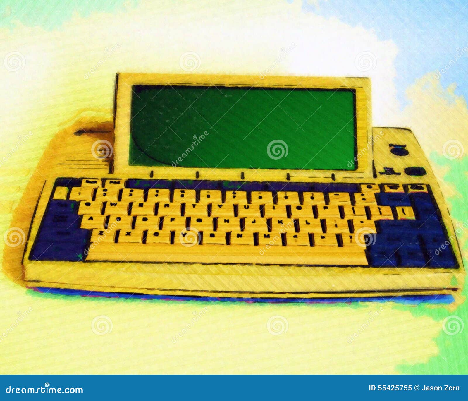 Close Up of Retro Portable Computer Stock Illustration - Illustration ...
