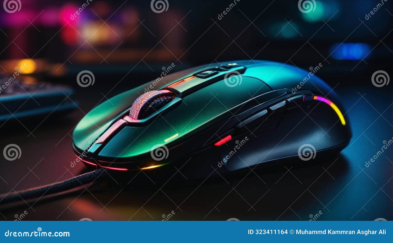 Close Up of a RGB Computer Mouse Stock Illustration - Illustration of ...