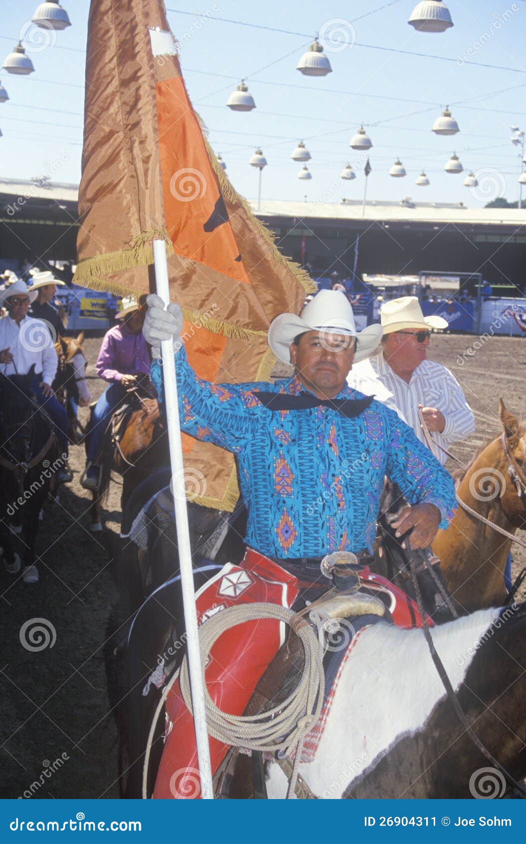 Close-up of Rider on Horseback with Flag Editorial Photo - Image of ...