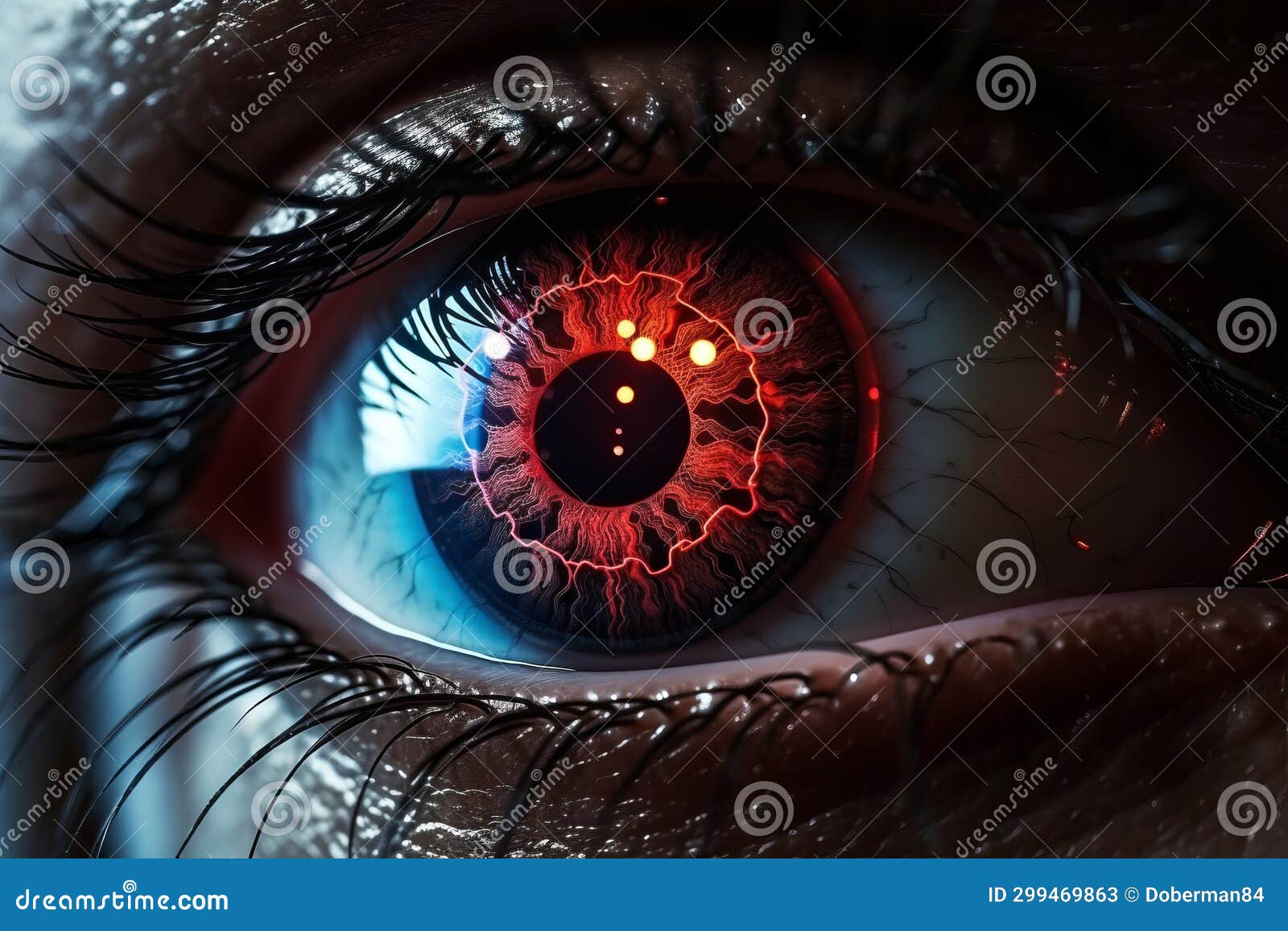 Close-up of the Right Eye with Artificial Retina. Future Biomedical ...