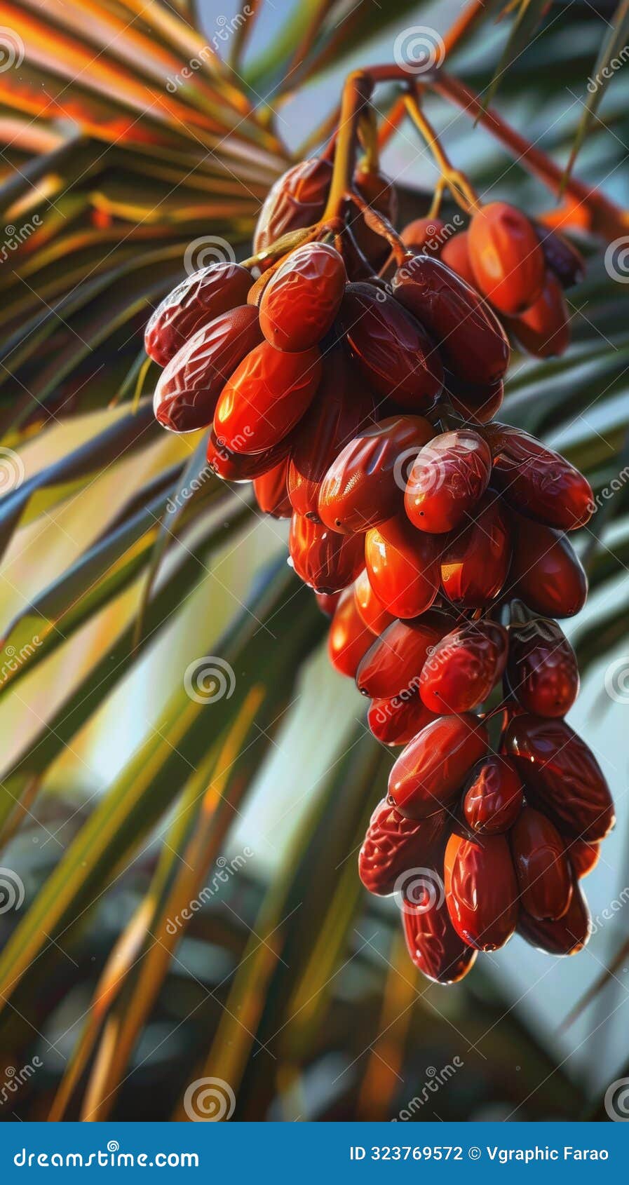 Close-up of Ripe Red Dates on a Palm Tree Branch Stock Photo - Image of ...