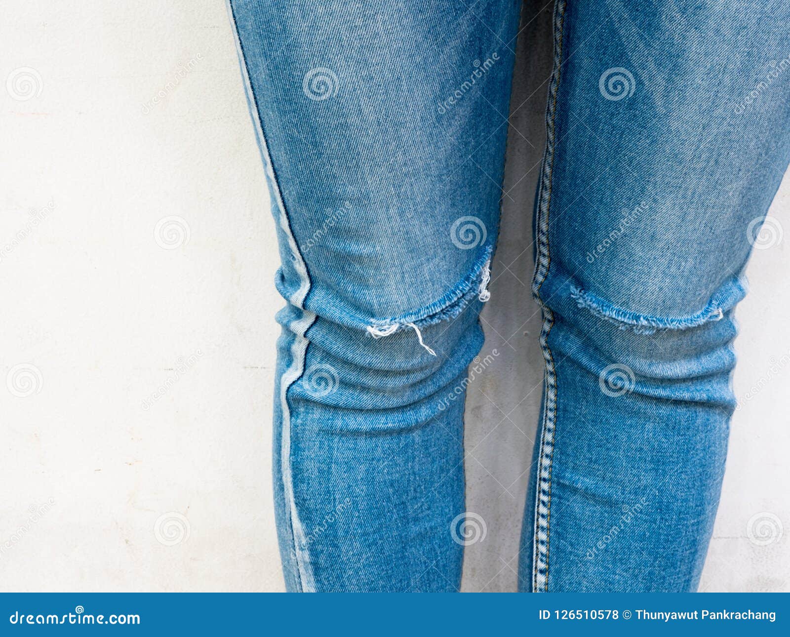 Close Up Ripped jeans stock photo. Image of ripped, close - 126510578