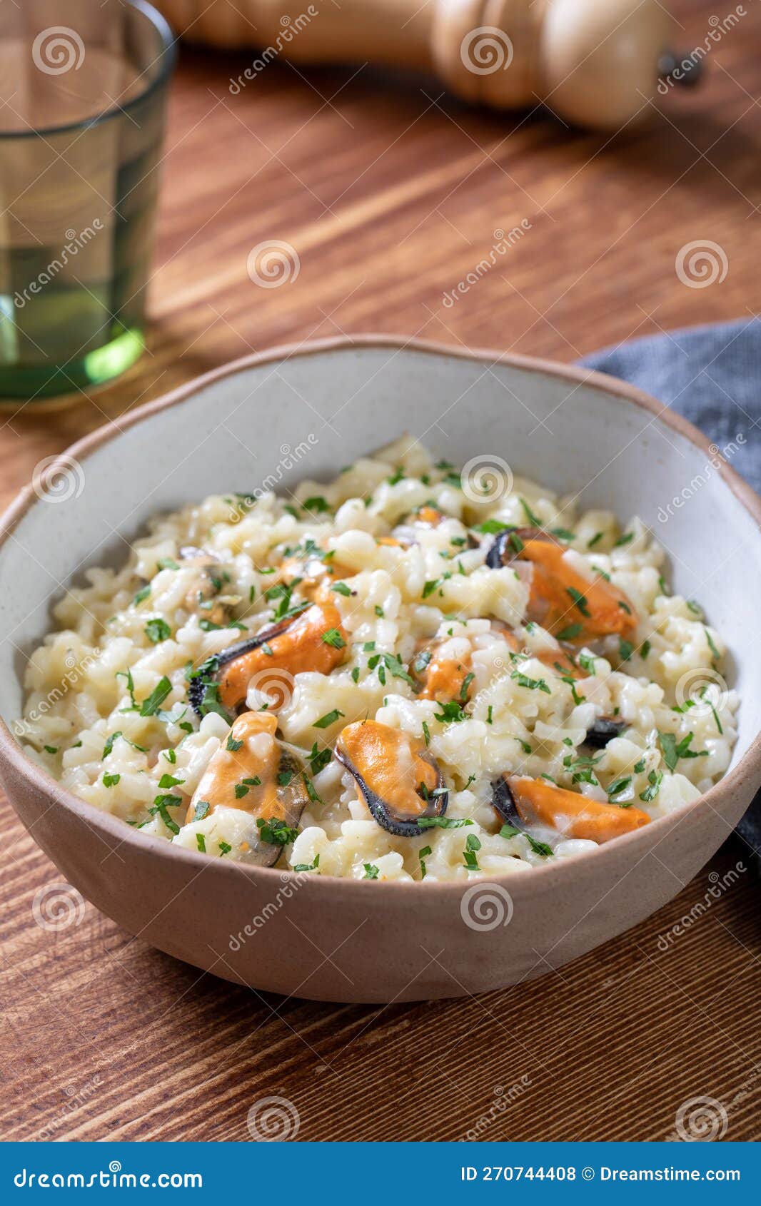 Risotto with Mussels and Cream Cheese Stock Photo - Image of dish ...