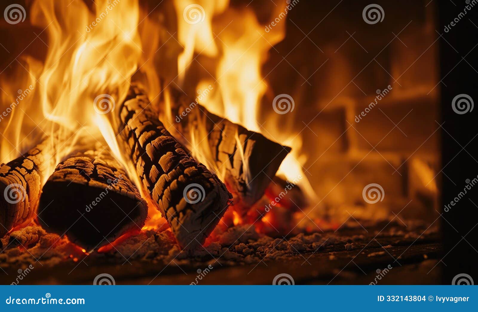 Close-up of a Roaring Fire in a Classic Fireplace, Flickering Flames ...
