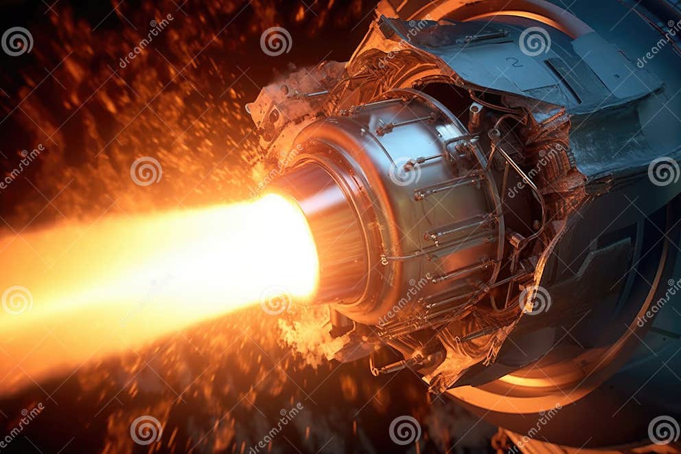 Close-up of a Roaring Rocket Engine during Ignition Stock Illustration ...