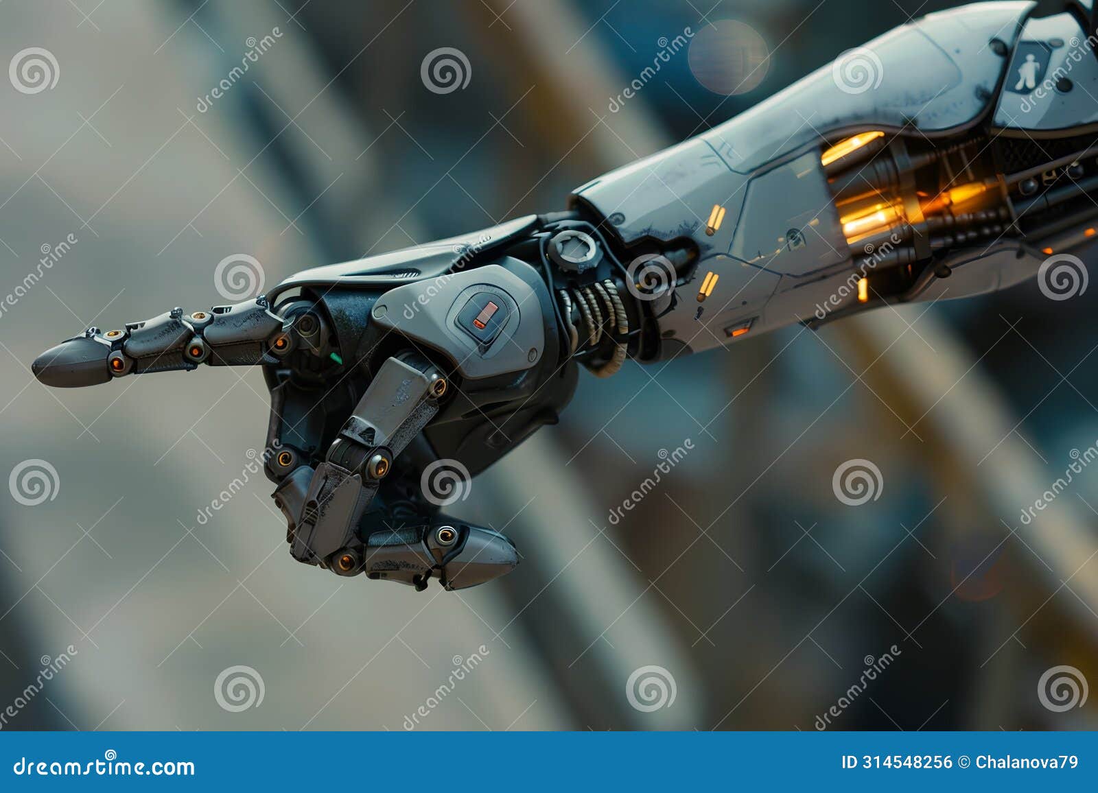 Close-up of Robot Android Hand Pointing Finger Stock Illustration ...