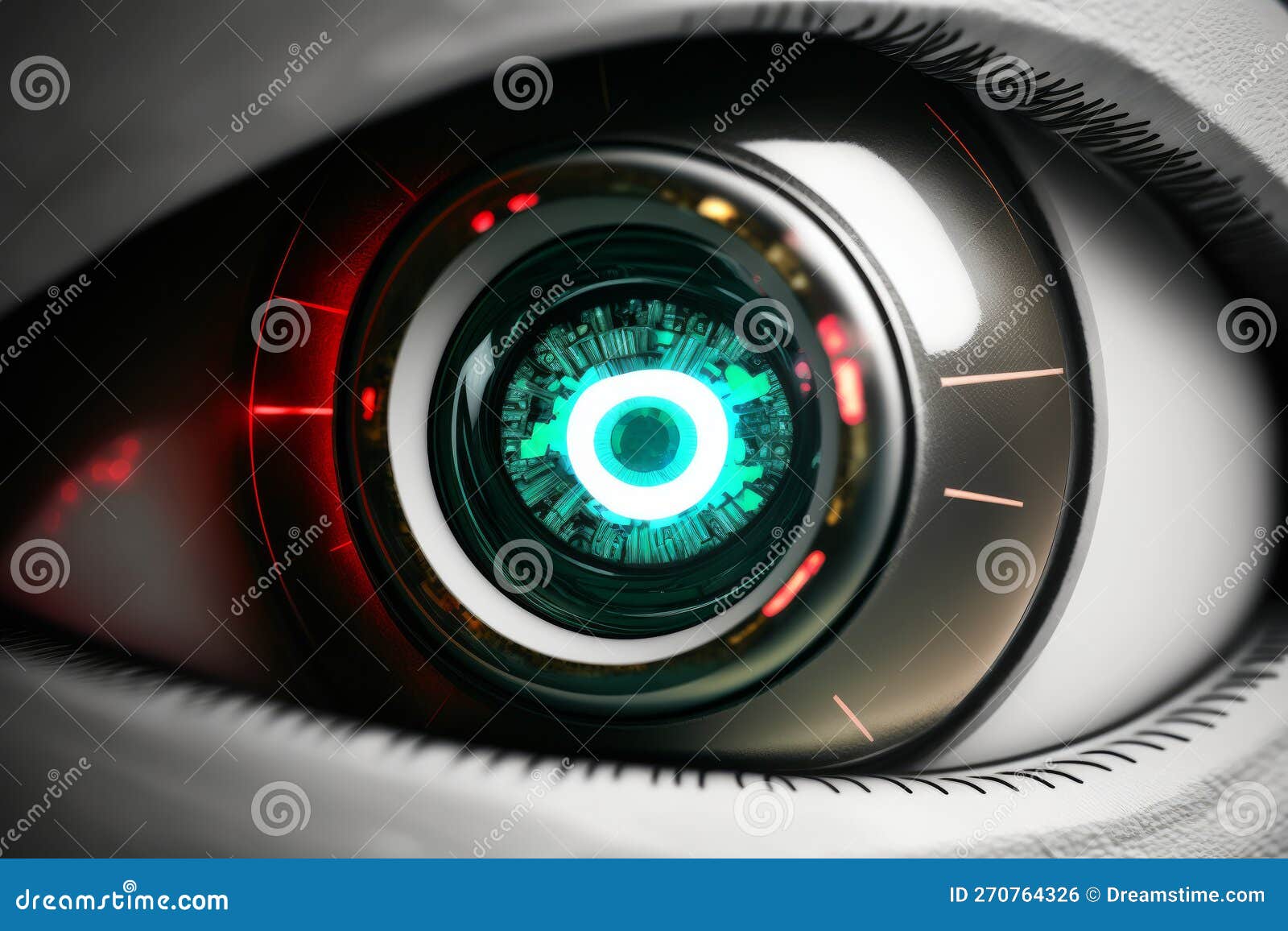 Close Up of a Robot Eye. Artificial Intelligence Stock Illustration ...