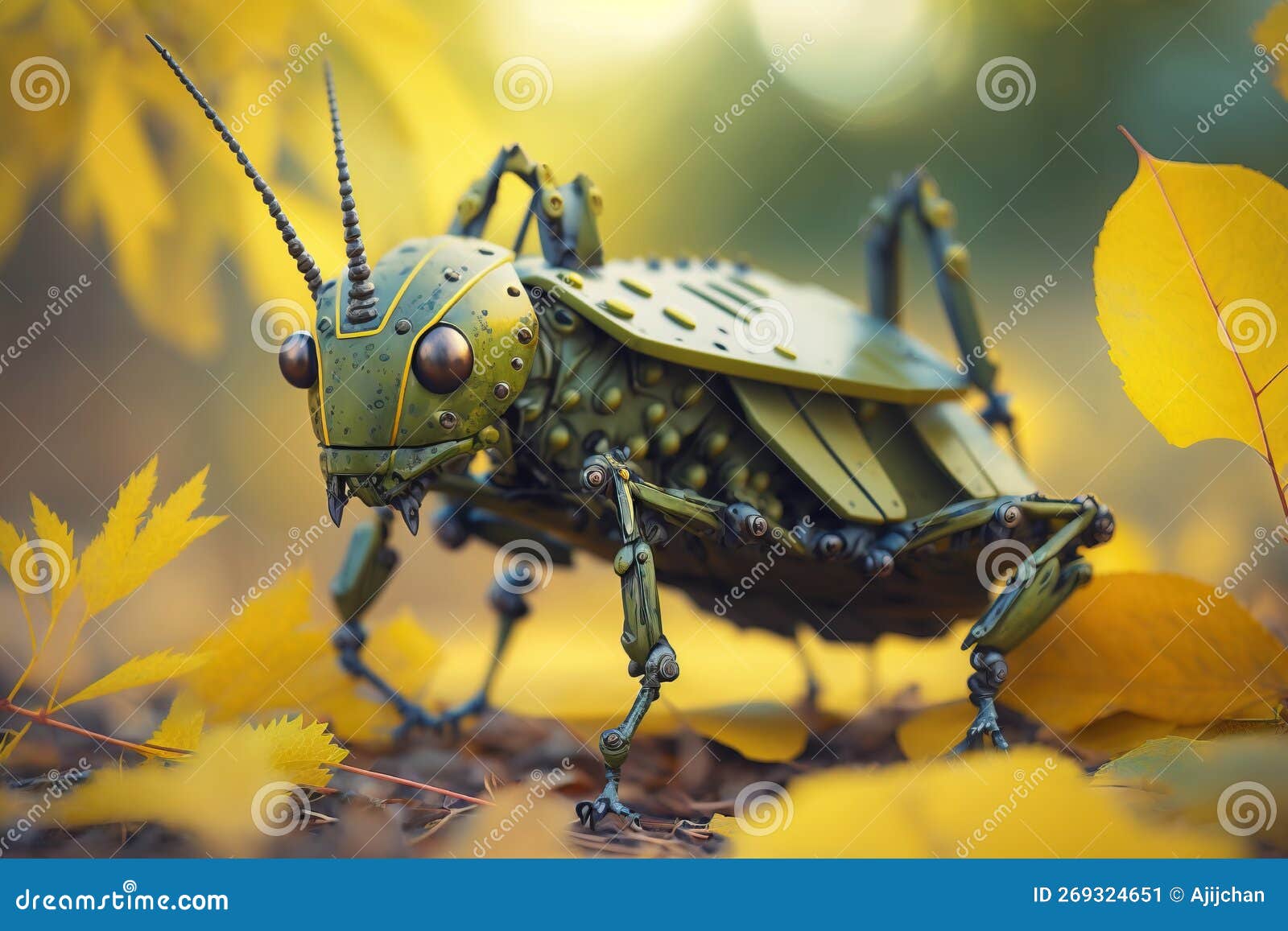 Close Up of a Robot Grass Hopper in the Outdoor. Generative AI Stock ...