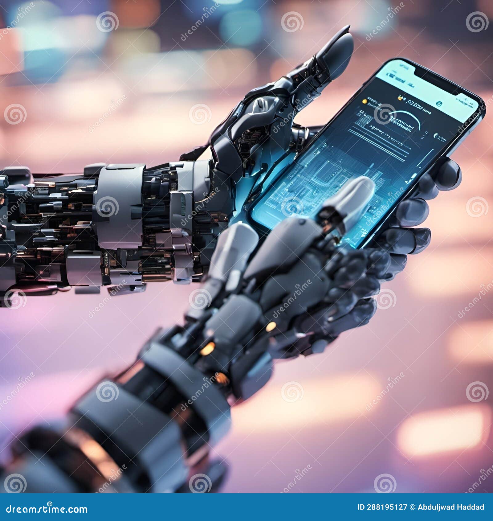 A Close Up of a Robot Hand Holding a Cell Phone. AI Generated Stock ...