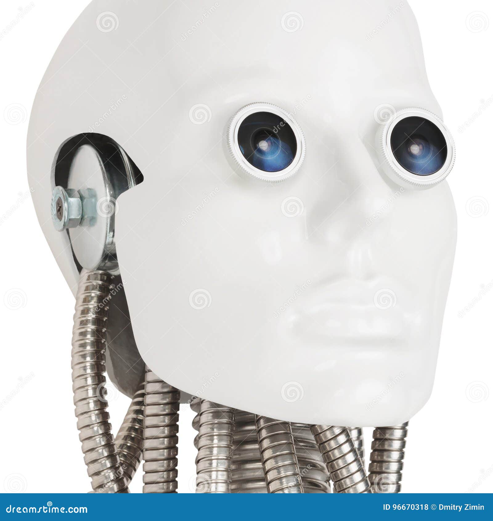Close-up of robot head stock photo. Image of metal, humanoid - 96670318