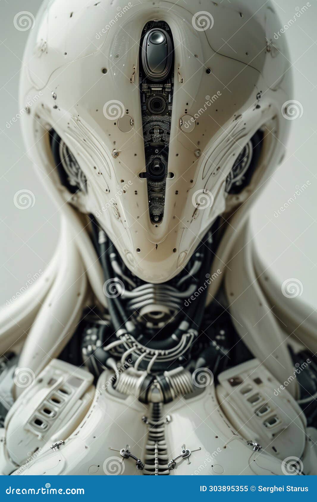 A Close Up of a Robot Head with Wires and Buttons, AI Stock Image ...